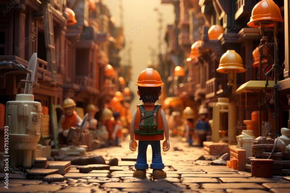 Hello, Under Construction scene with a friendly construction worker ...