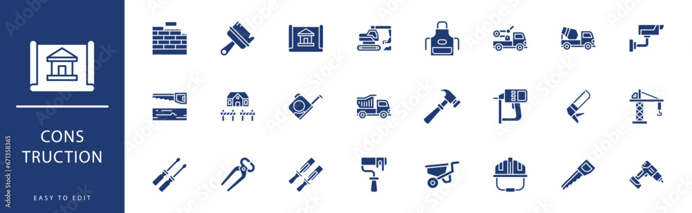 construction icon collection. Containing Carpentry, Caulk Gun, Cctv ...