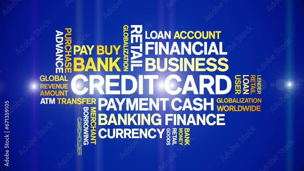 Credit Card animated word cloud;text design animation tag kinetic ...
