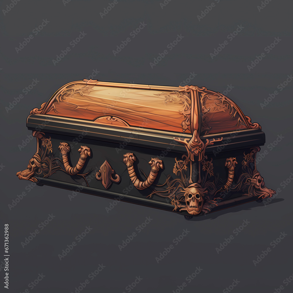 Cartoon coffin illustration Stock Illustration | Adobe Stock