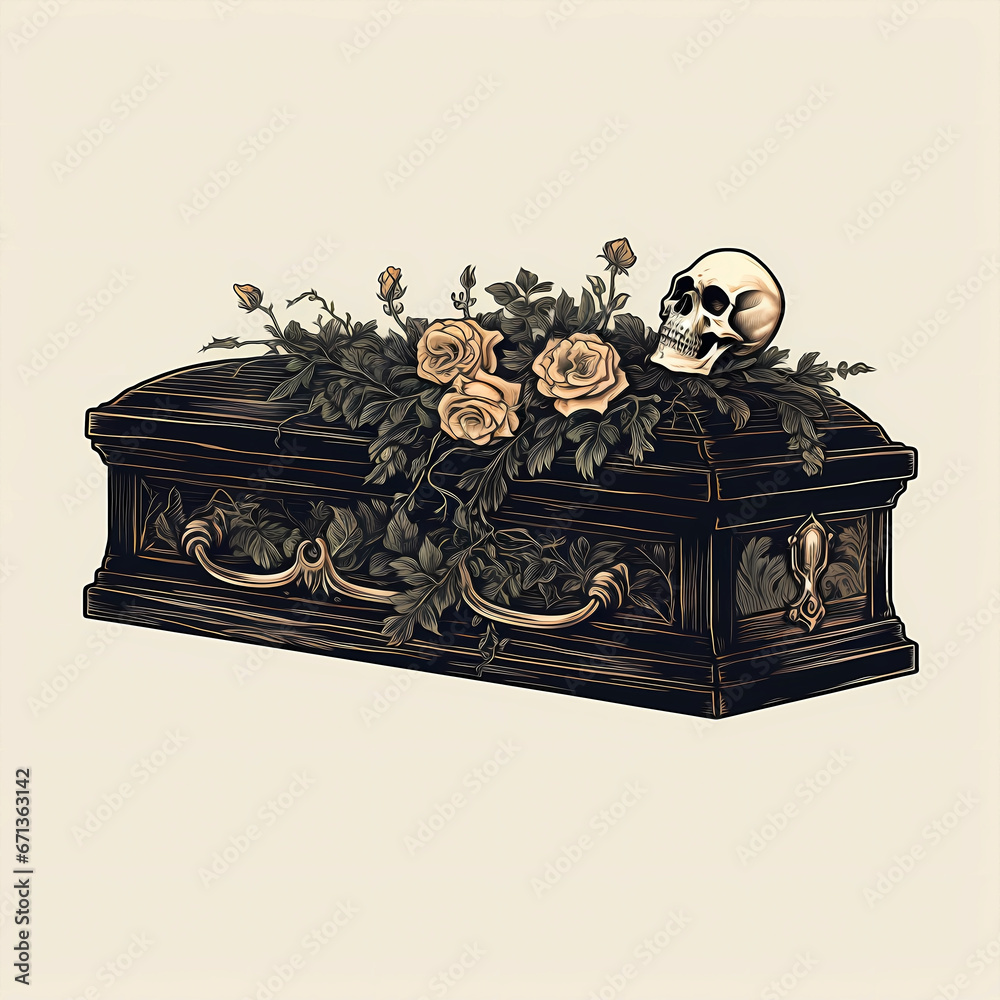 Cartoon coffin illustration Stock Illustration | Adobe Stock