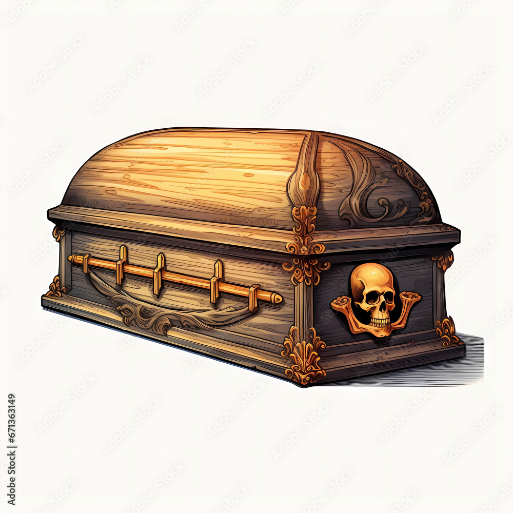 Cartoon coffin illustration Stock Illustration | Adobe Stock
