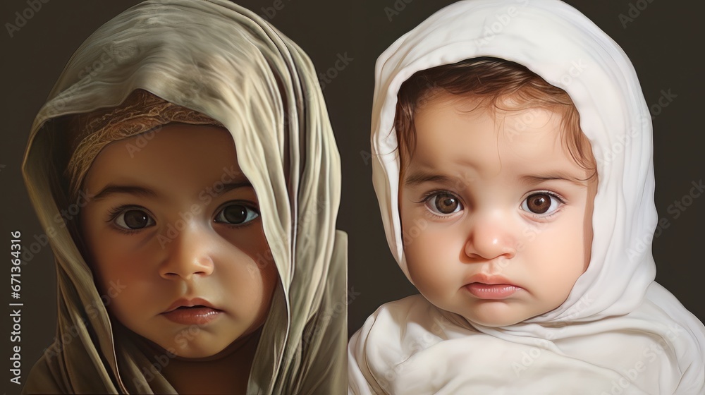 Child of Israel and Palestine, two children in a joint portrait AI ...