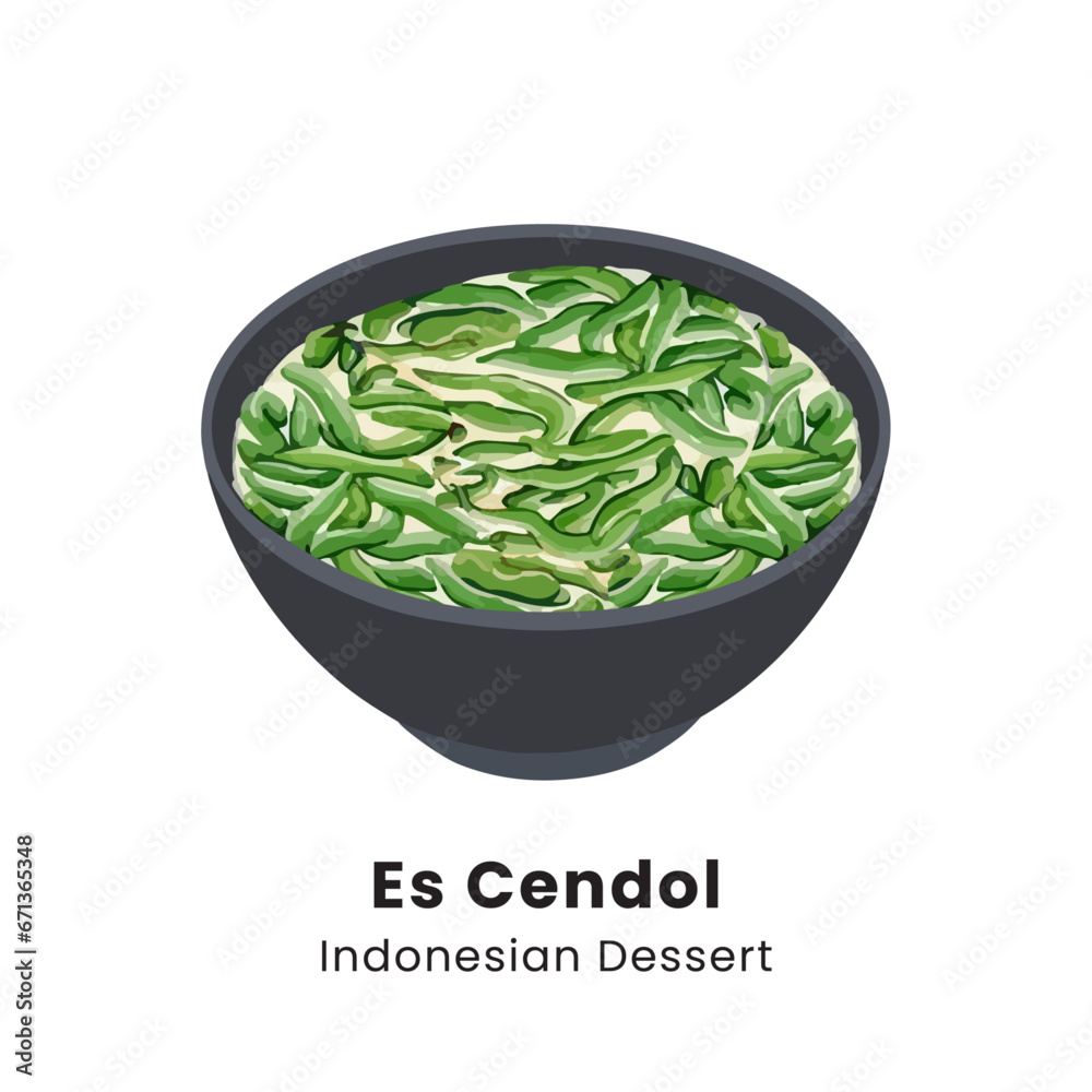 Es Cendol is a tradisional Indonesian iced sweet dessert. Hand drawn ...