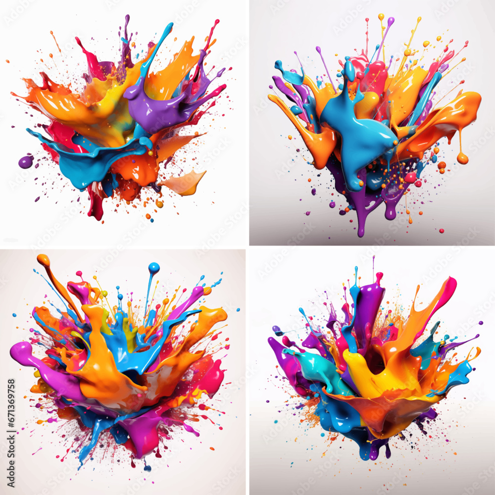 colorful splashes on white splatter explode color cosmic burst cosmos ...