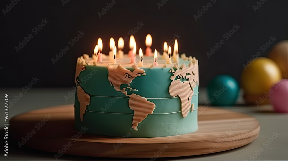 Candles on a world map that says world peace, Happy Birthday Mother ...