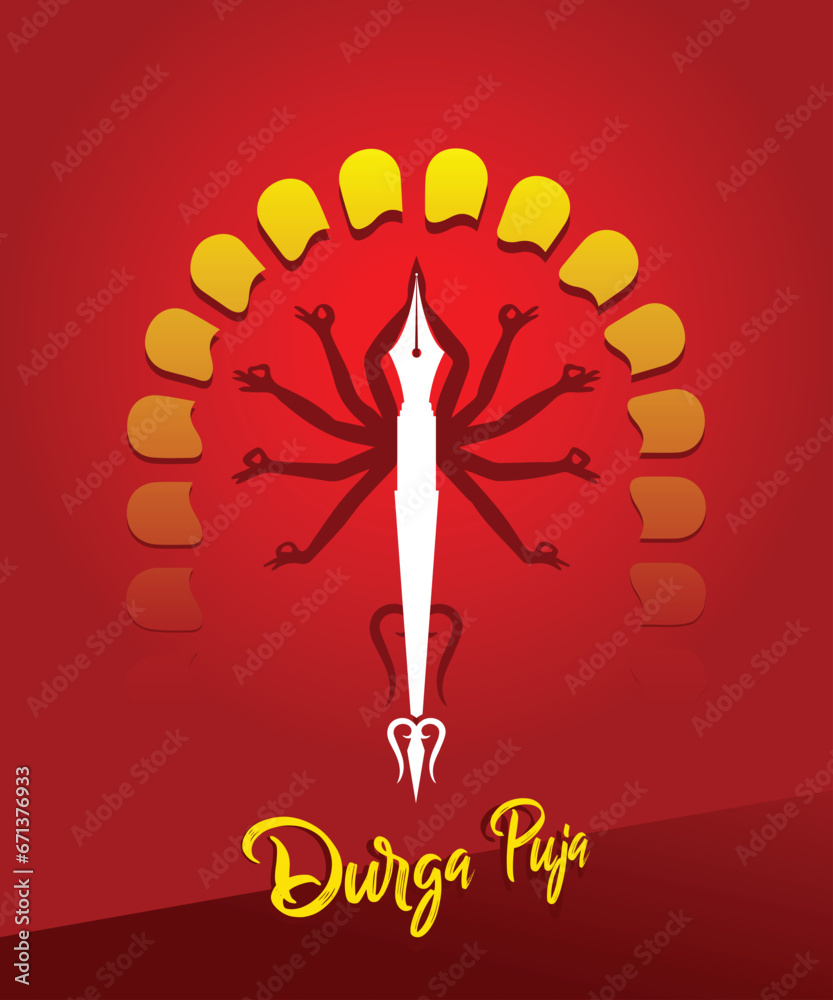 Illustration of Goddess Durga's hands in Happy Durga Puja Subh Navratri ...