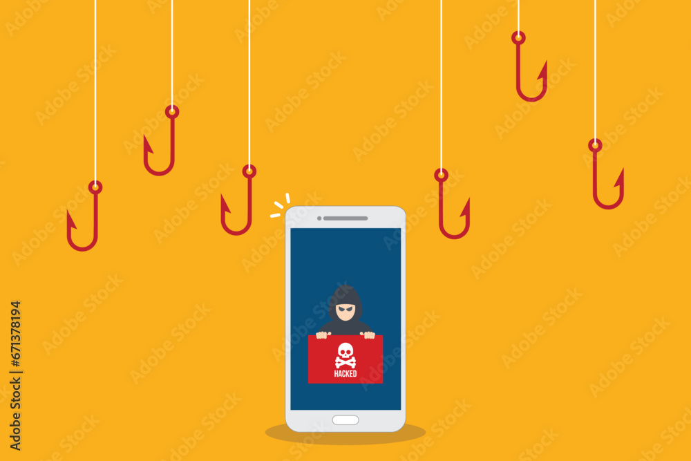 Vetor de Hacker attack. Hackers and cybercriminals phishing, identity ...