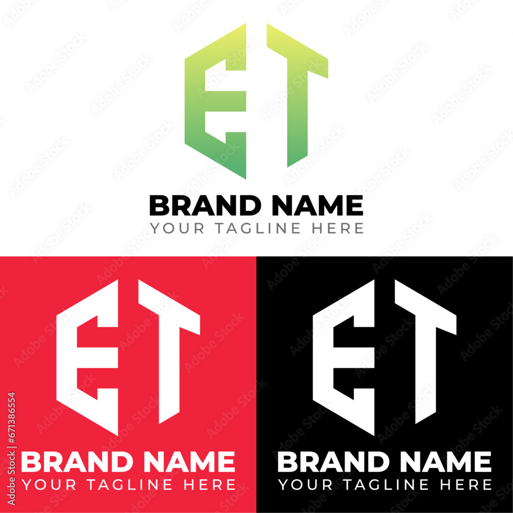 E T Double Letters Polygon Logo, Two letters E T logo design ...