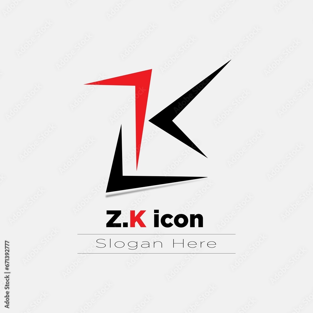 ZK letter logo design on white background. ZK creative initials letter ...