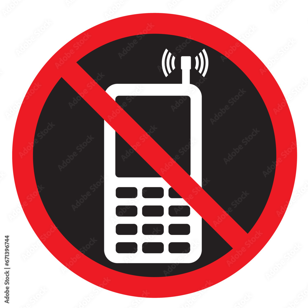 Black no phone sign. Prohibition of cellphone use. Vector illustration ...