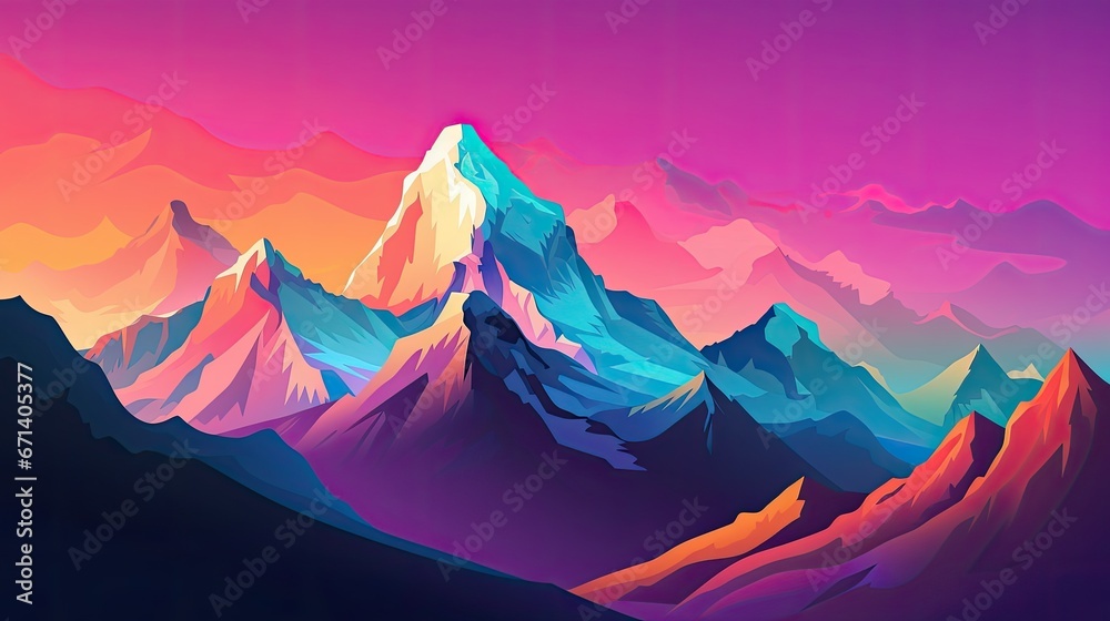 Himalaya Mountains clean vector lines, creating a vibrant and dynamic ...