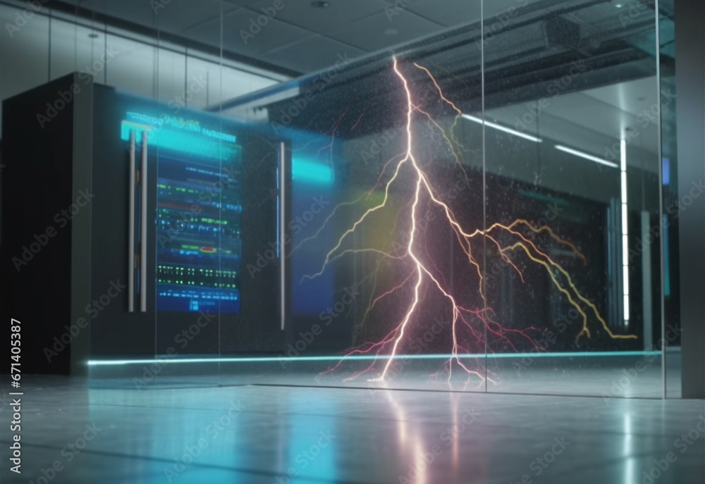 future colorful lightning technology wave network connection technology ...