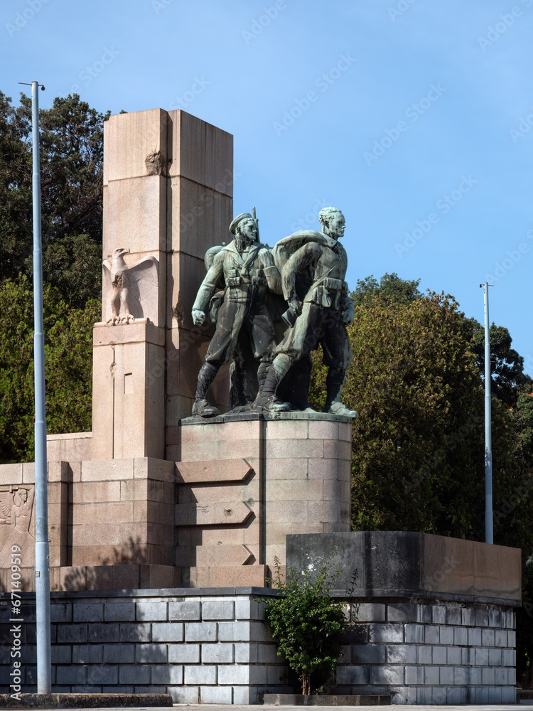 MESSINA, SICILY, ITALY - SEPTEMBER 15, 2023: Close-up of the Monument ...