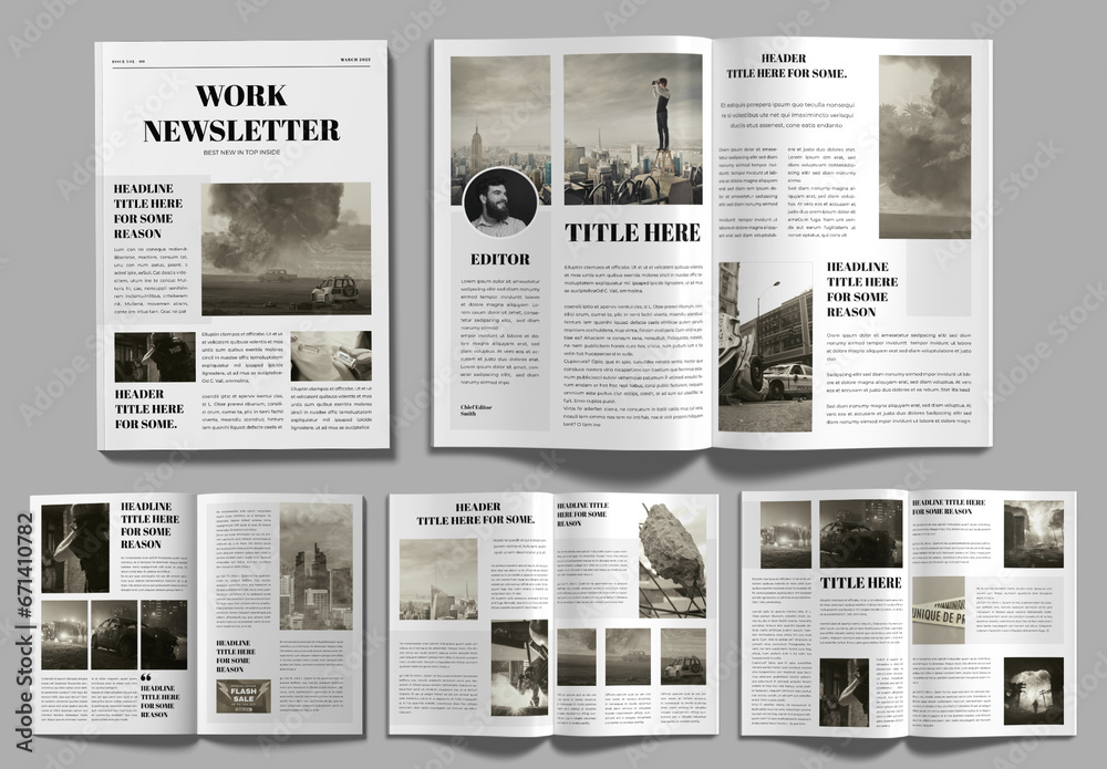 Work Newsletter Template Layout Stock Template | Adobe Stock