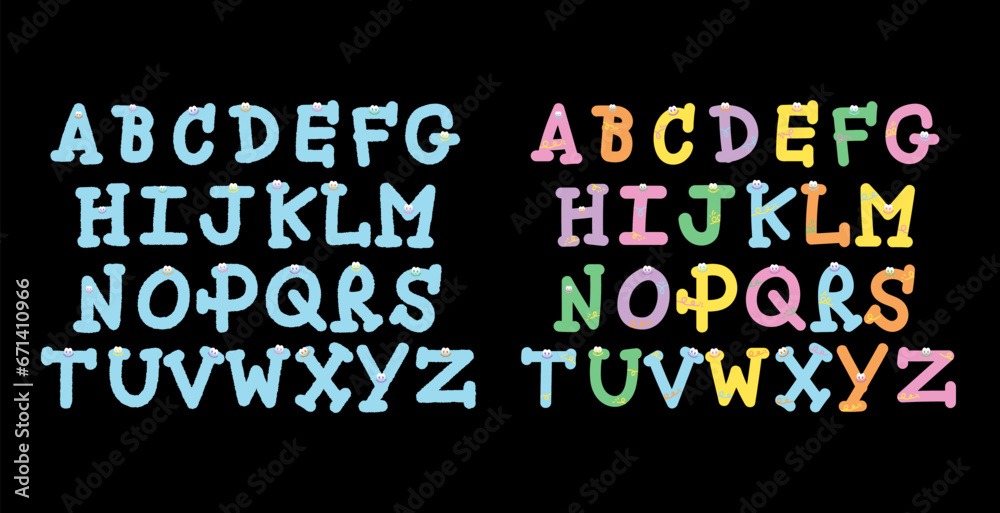 Cute pastel A to Z alphabet letters for font, typography, initials ...