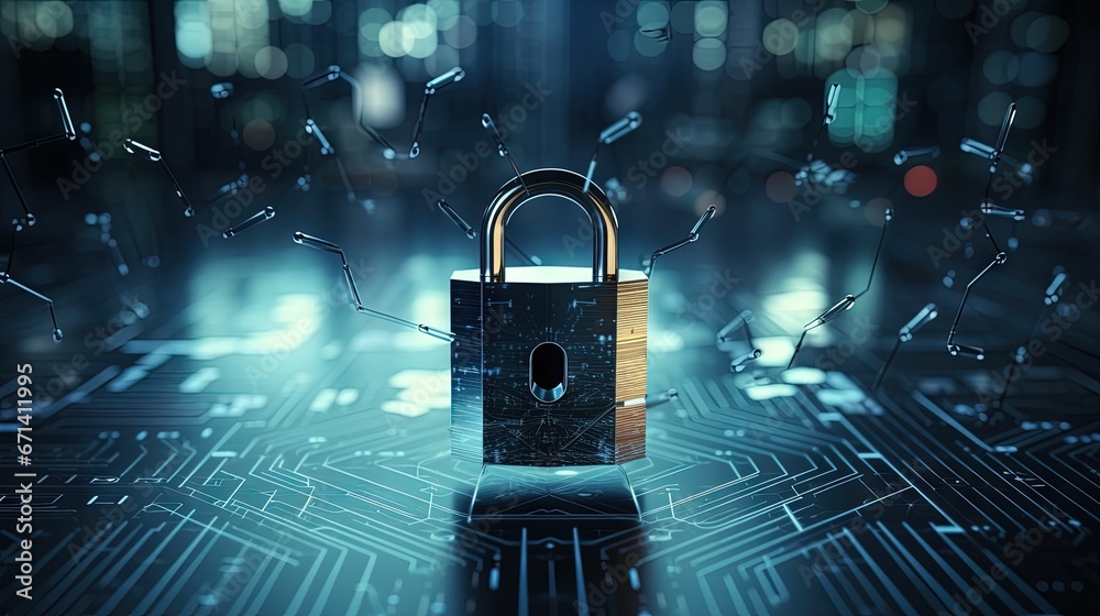 Protect user privacy network and private data access with padlock icon ...