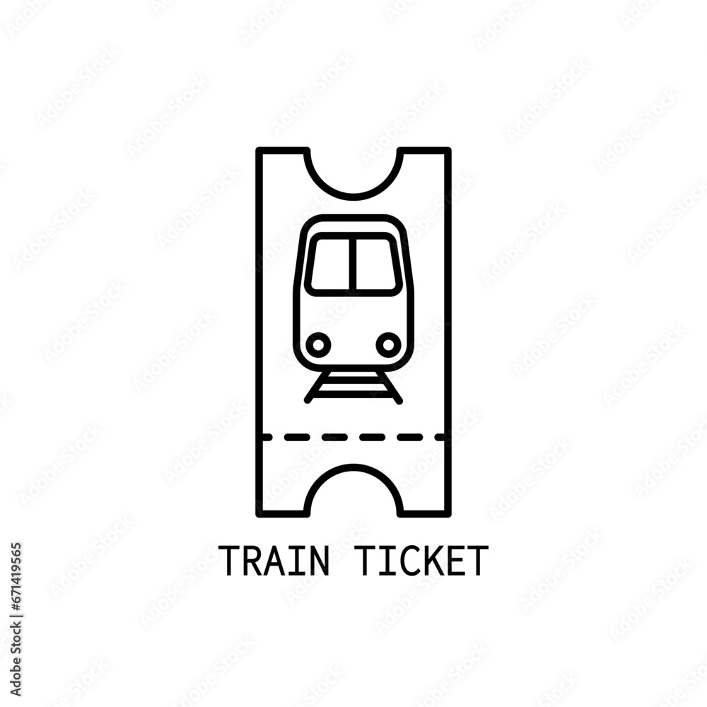 Train ticket icon. Thin line train ticket icon from travel and trip ...
