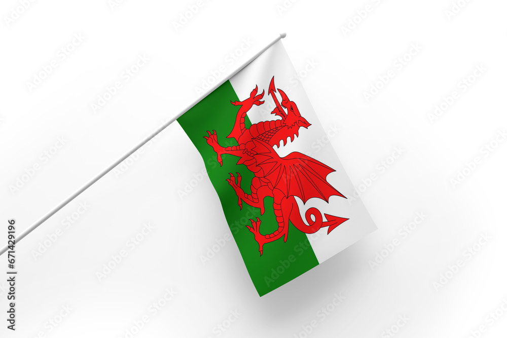 3d illustration flag of Wales. Wales flag waving isolated on white ...
