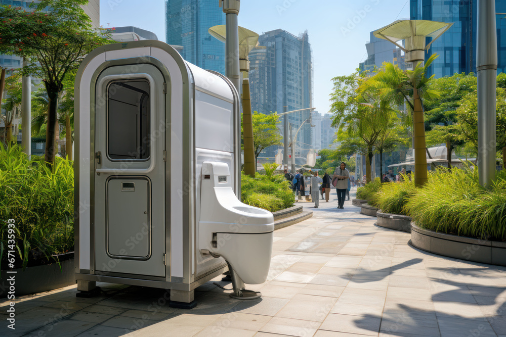 Freestanding street toilet with public pissoir, urban planning Stock ...