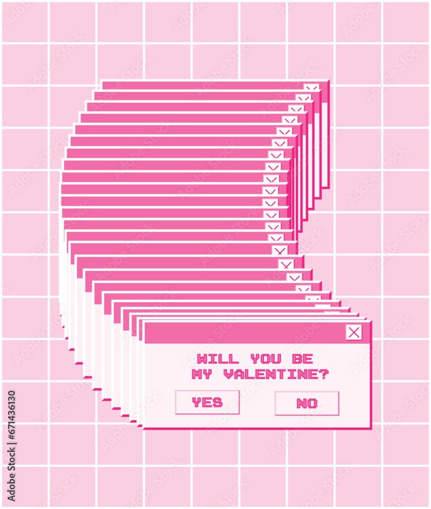 Retro computer window with the question will you be my valentine in ...