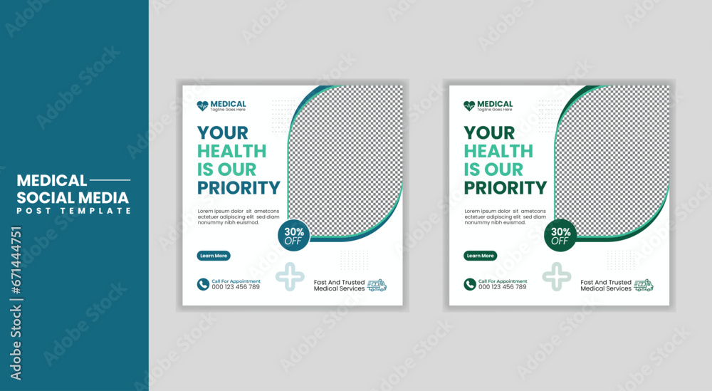 Medical Social Media Post Template, Healthcare Social Media Banner ...