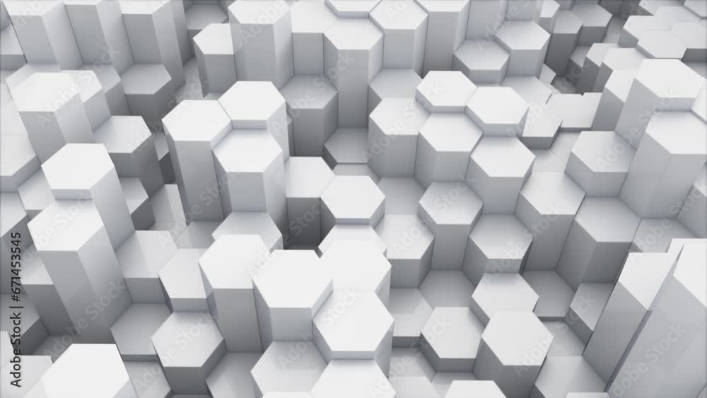 Vidéo Stock Abstract motion background from random moving white hexagons. Abstract honeycomb ...