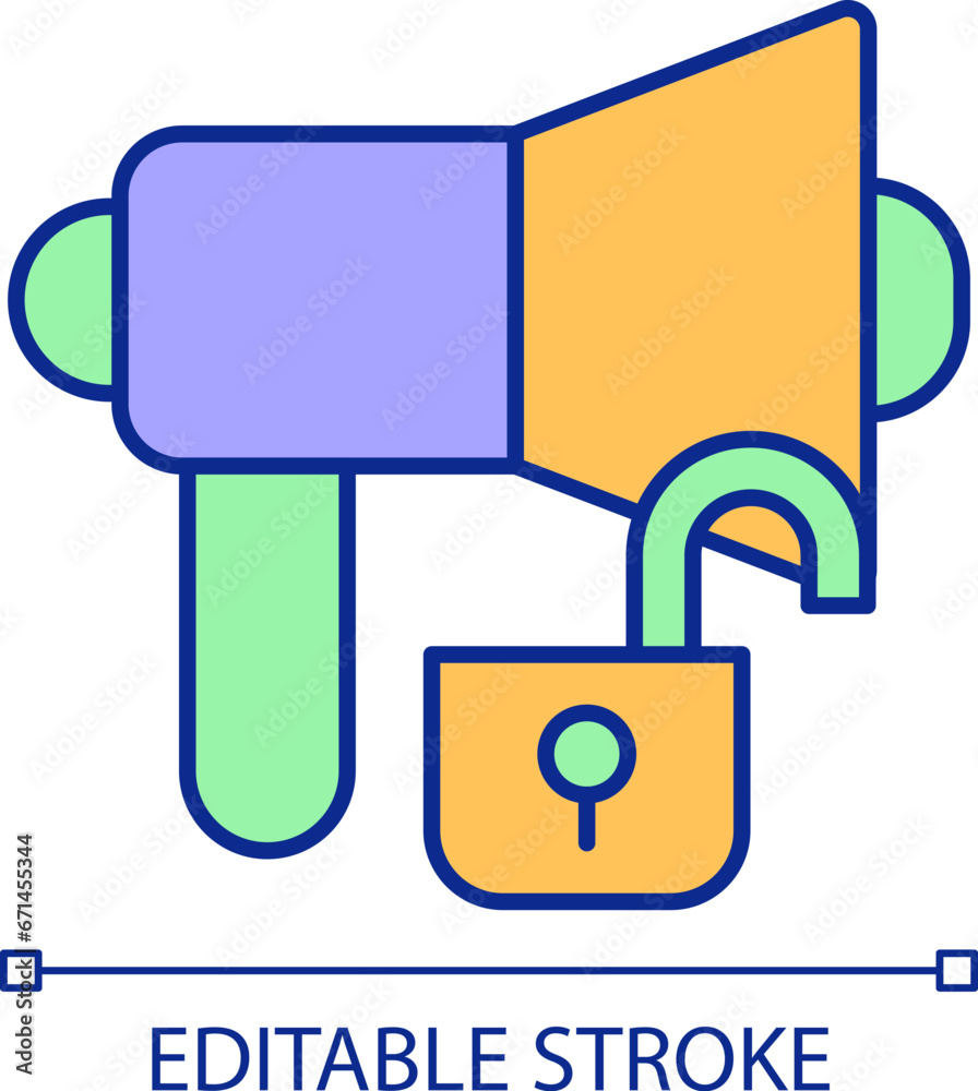 Simple Editable Freedom Of Expression Online Icon Representing Cyber Law Isolated Vector Thin