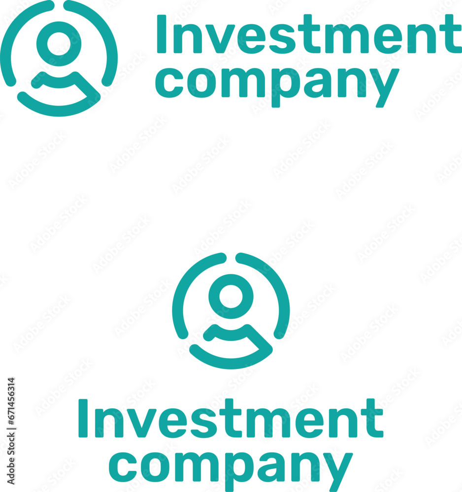 Investment firm green line business logo. User simple icon. Brand name ...