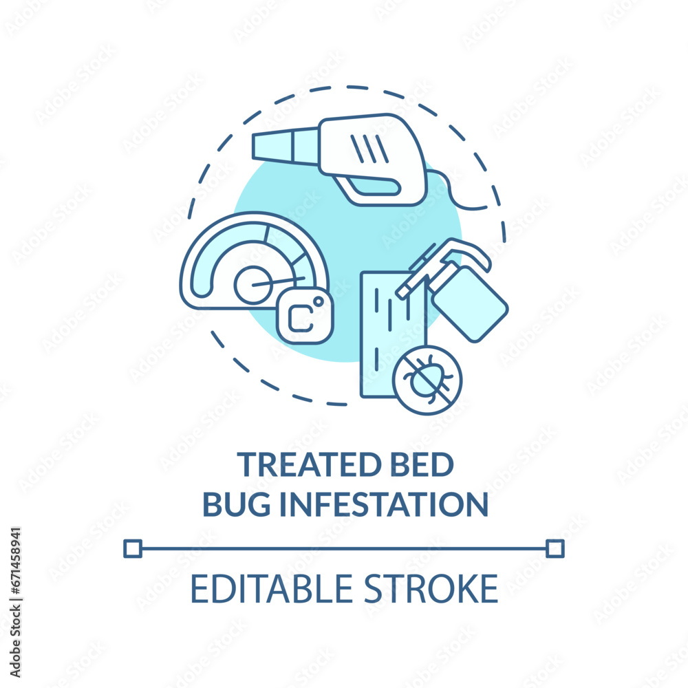 2D editable blue treated bed bug infestation icon, monochromatic ...