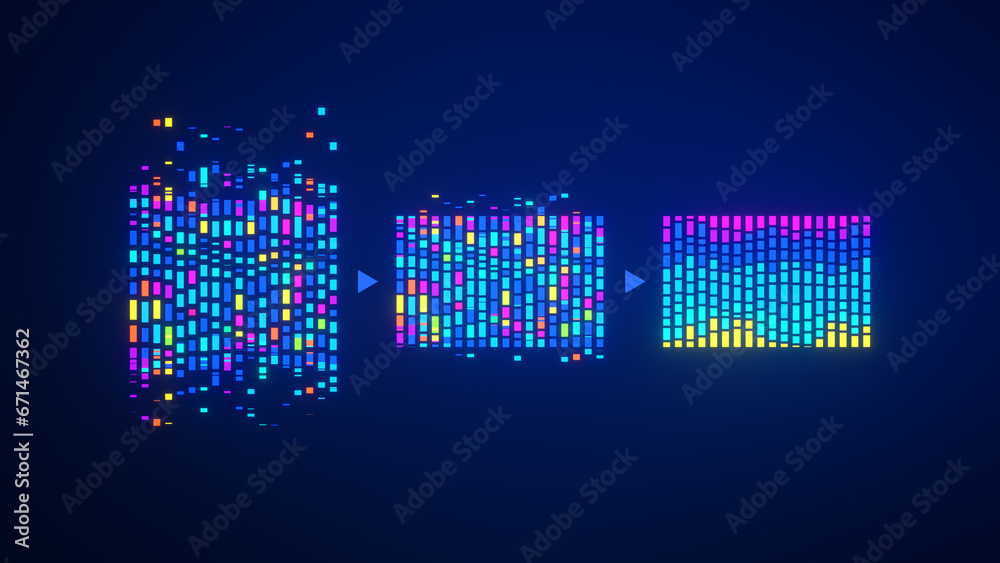 Big data analysed with AI technology for business analytics. Automated ...