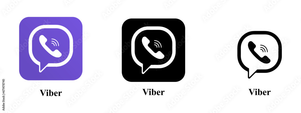 Collection of different Viber icons. Social media logo. Line art and flat style isolated on ...
