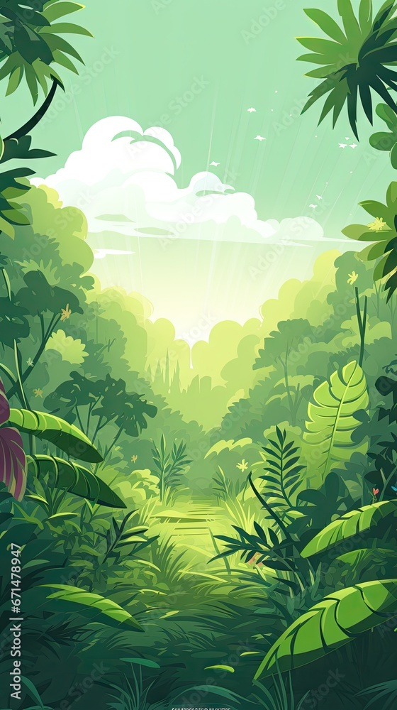 Jungle Background - Simplistic Jungle Flat Illustration Vector ...