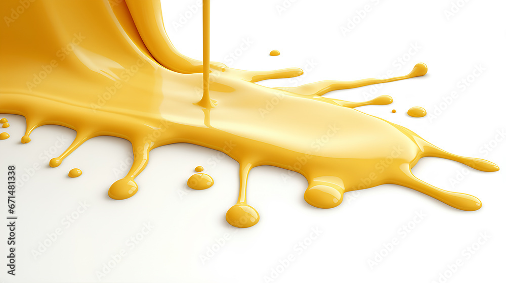 yellow melted cheese dripping on white background, design elements for ...