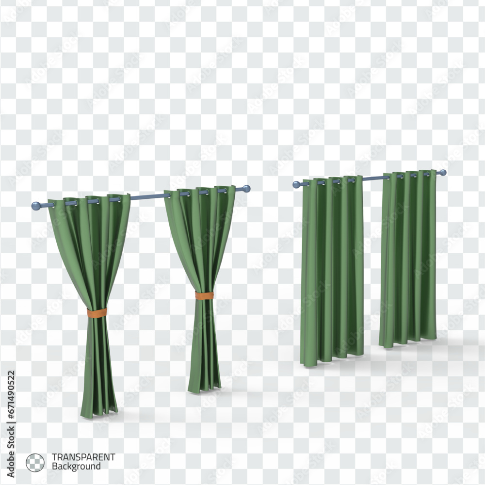 curtains isolated on transparent background 3d rendering illustration ...