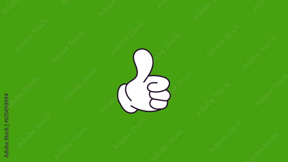 cartoon thumbs up icon animation. green screen. 4K motion animation ...