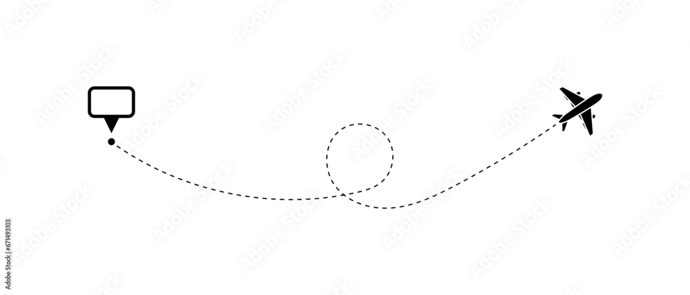 Airplane routes set. Aircraft planes tracking, travel, location pins ...