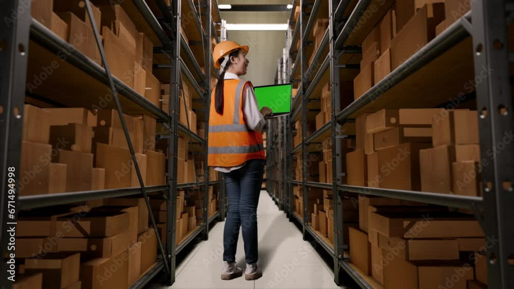 Full Body Back View Of Asian Female Engineer With Safety Helmet ...
