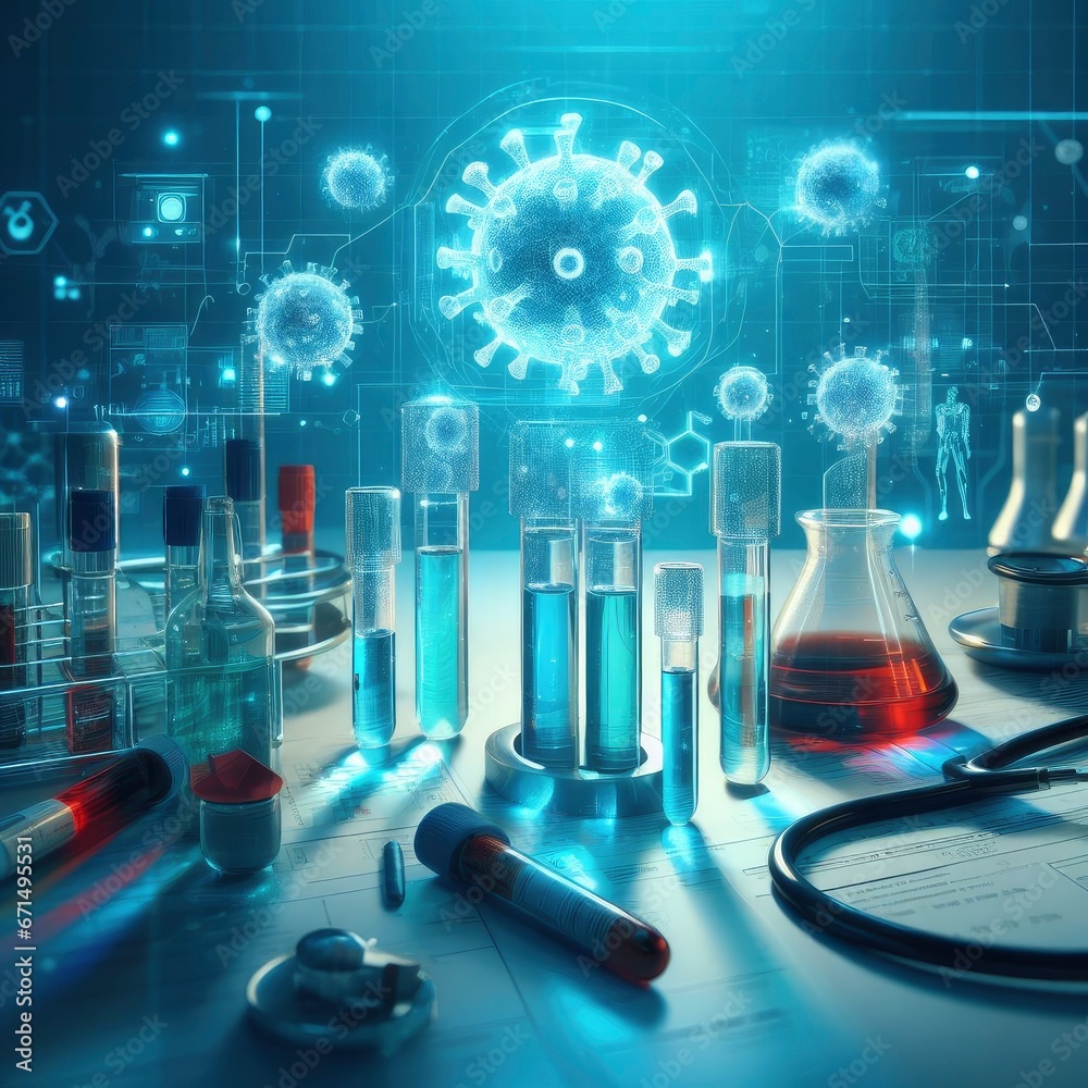 Medical healthcare virus diagnose hologram modern virtual interface ...