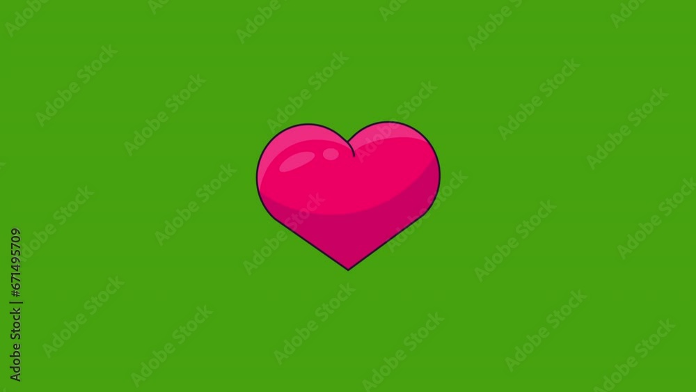 cartoon heart icon animation. green screen. 4K motion animation. Stock ...
