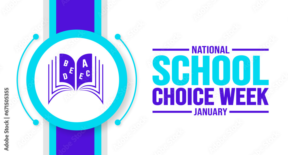 January is National School Choice Week background template. Holiday ...