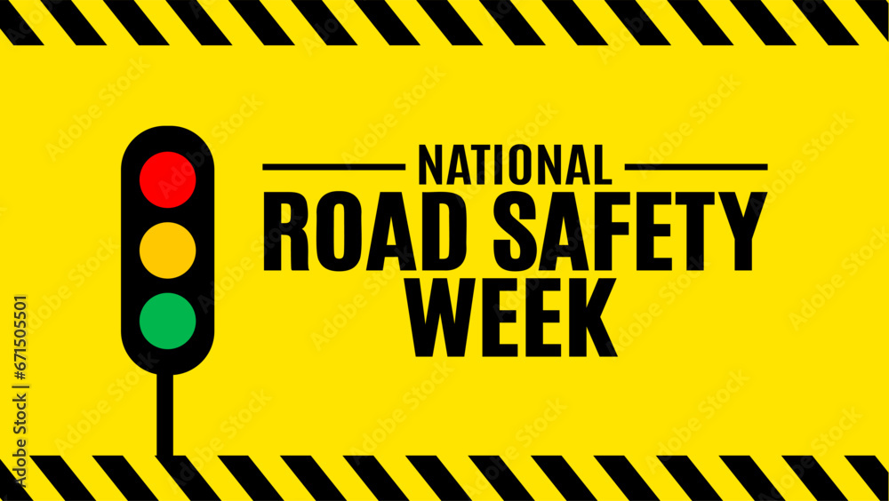 January is National Road safety week background template. Holiday ...