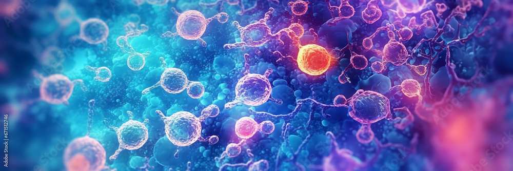 cellular therapy and regeneration, microscopic view of body cells ...