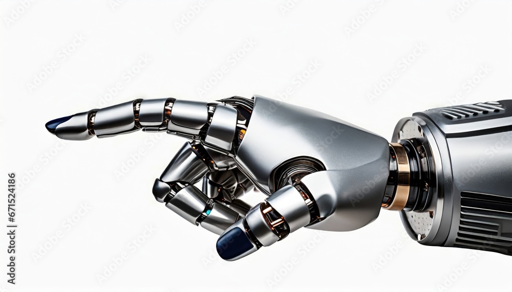 Cyborg hand finger pointing, technology of artificial intelligence ...