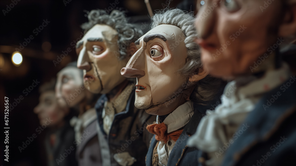Row of detailed historical puppets. Stock Photo | Adobe Stock