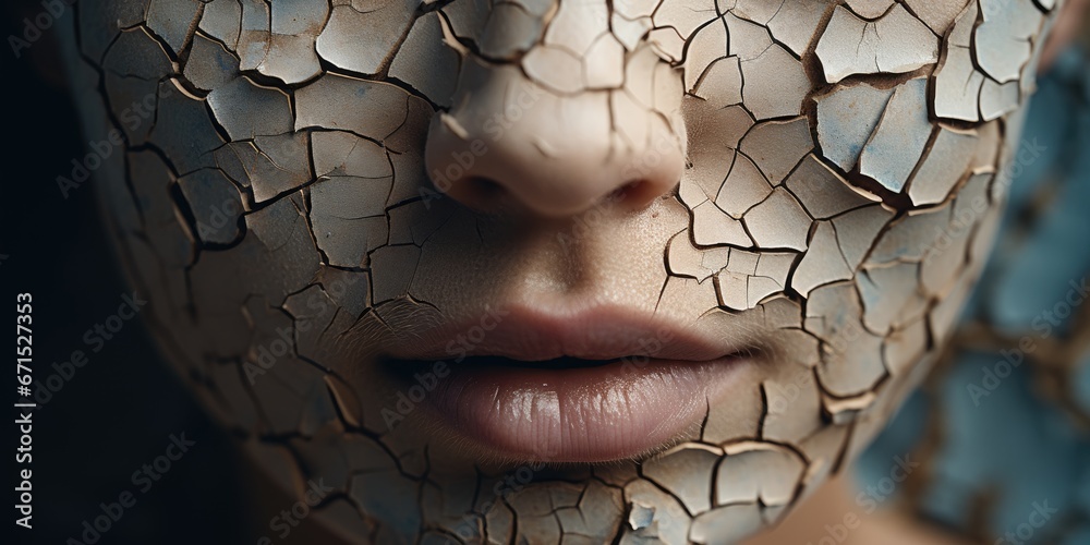 Woman with dry skin, girl with cracks and dermatitis. Generative AI ...