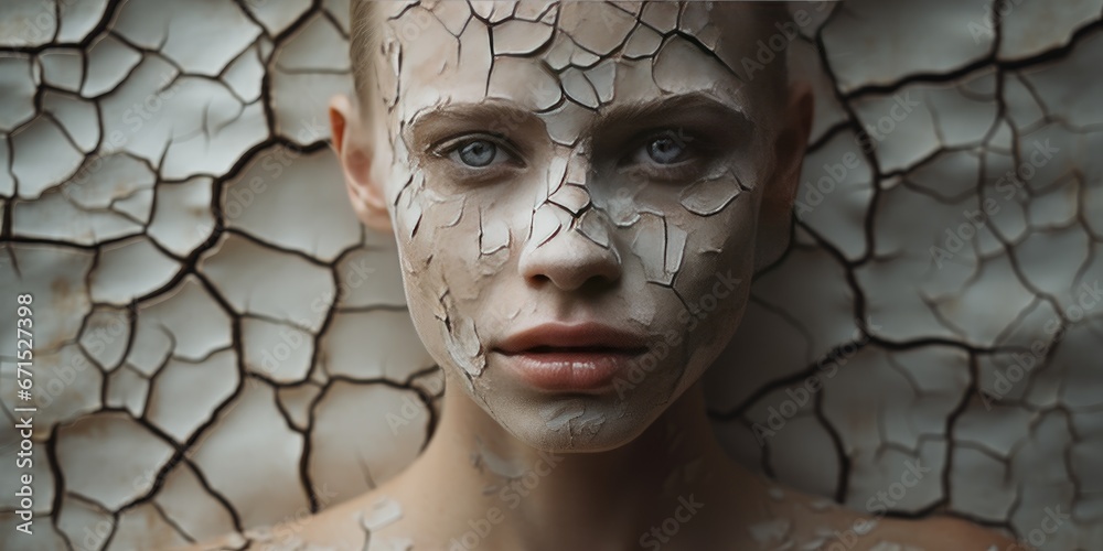 Woman with dry skin, girl with cracks and dermatitis. Generative AI ...