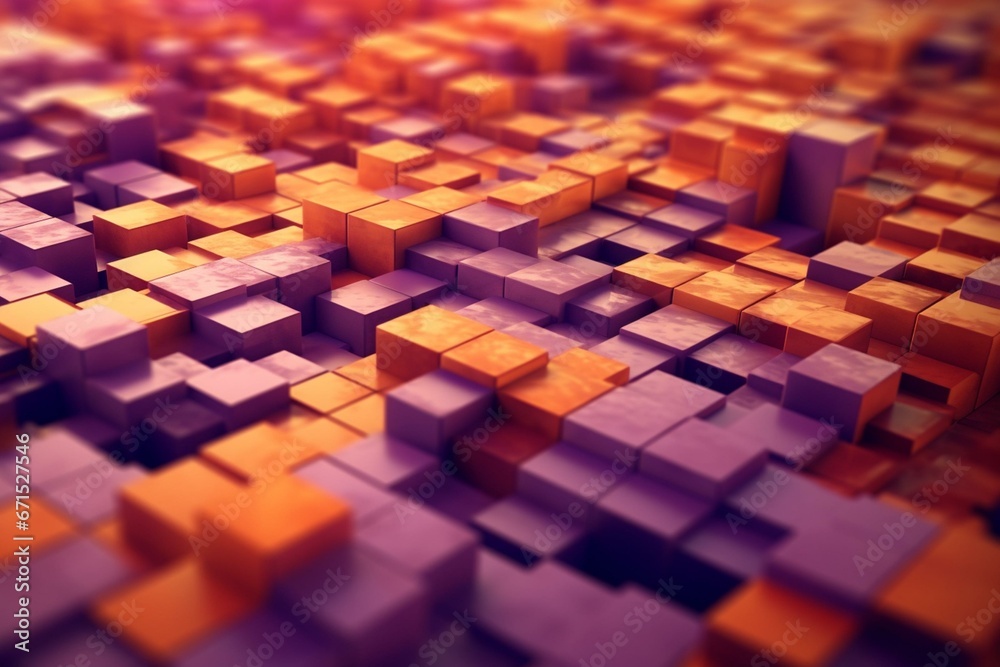Blocks of violet and orange arranged beautifully to form a modern ...