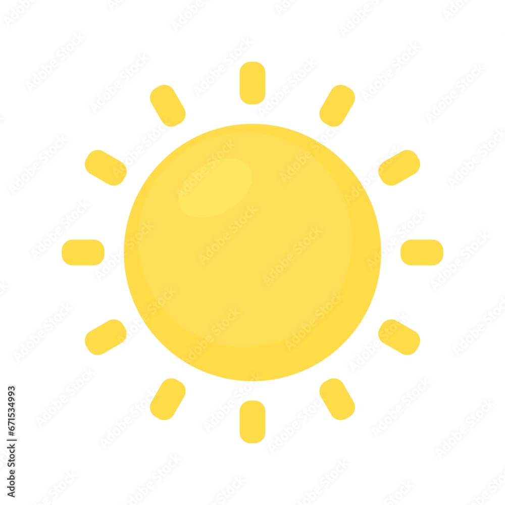 simple cartoon-style sun icon on a white isolated background, vector ...