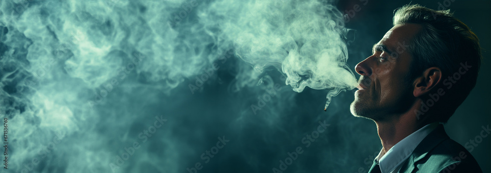 Stop smoking cigarettes concept. Portrait cigarette in mouth ...